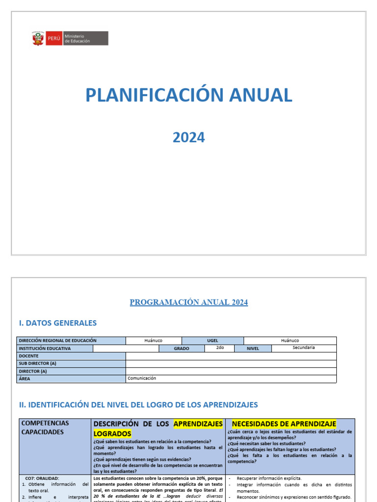 PLANIFICACIÓN ANUAL-2024-Modelado | PDF | Aprendizaje | Información