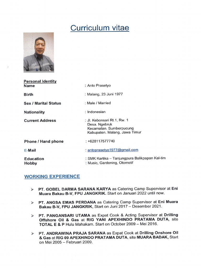 CV Anto Prasetyo | PDF