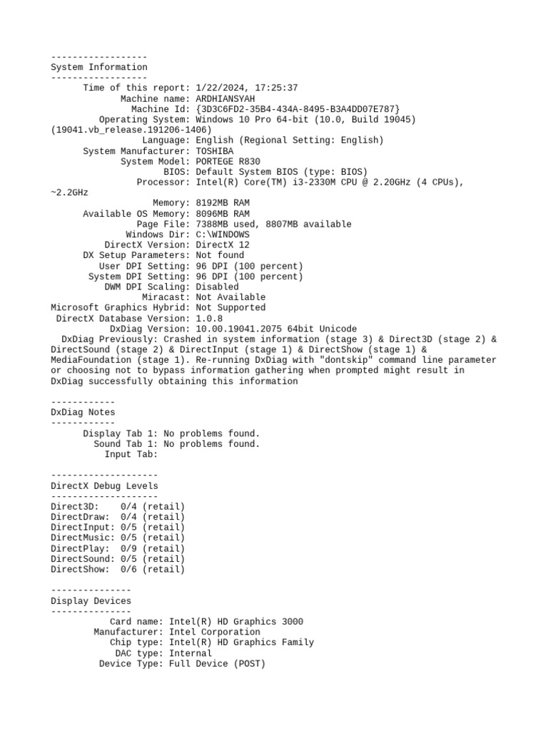 DX Diag | PDF | Device Driver | Graphics Processing Unit