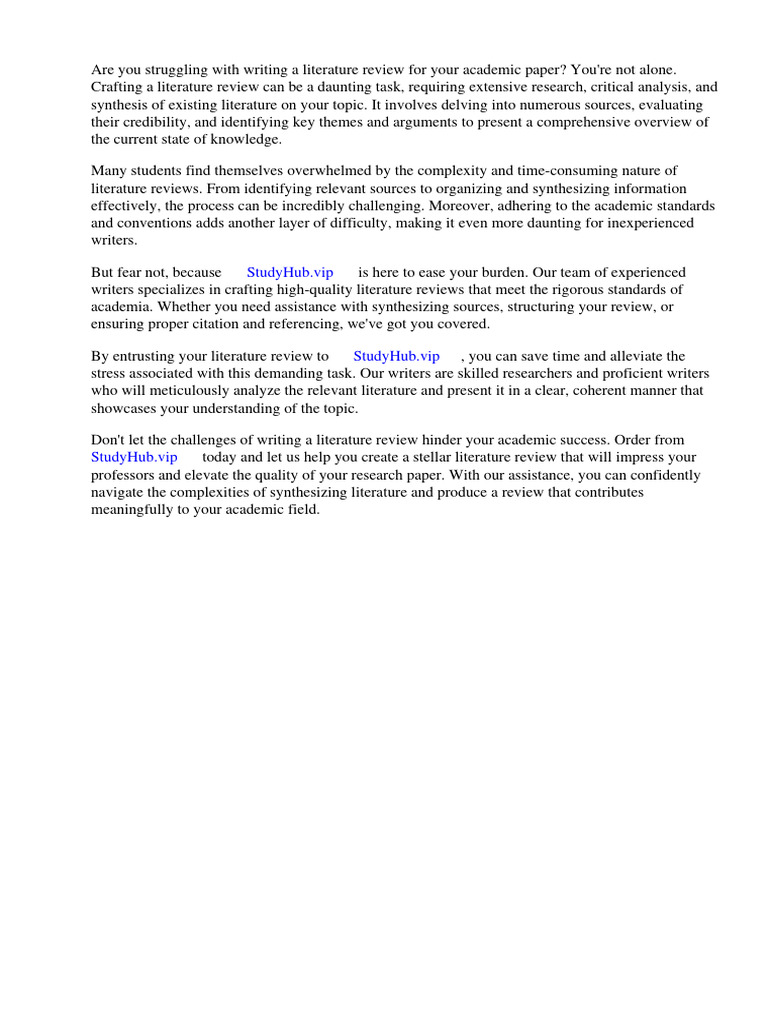 Synthesis Literature Review Example | PDF | Essays | Literature Review