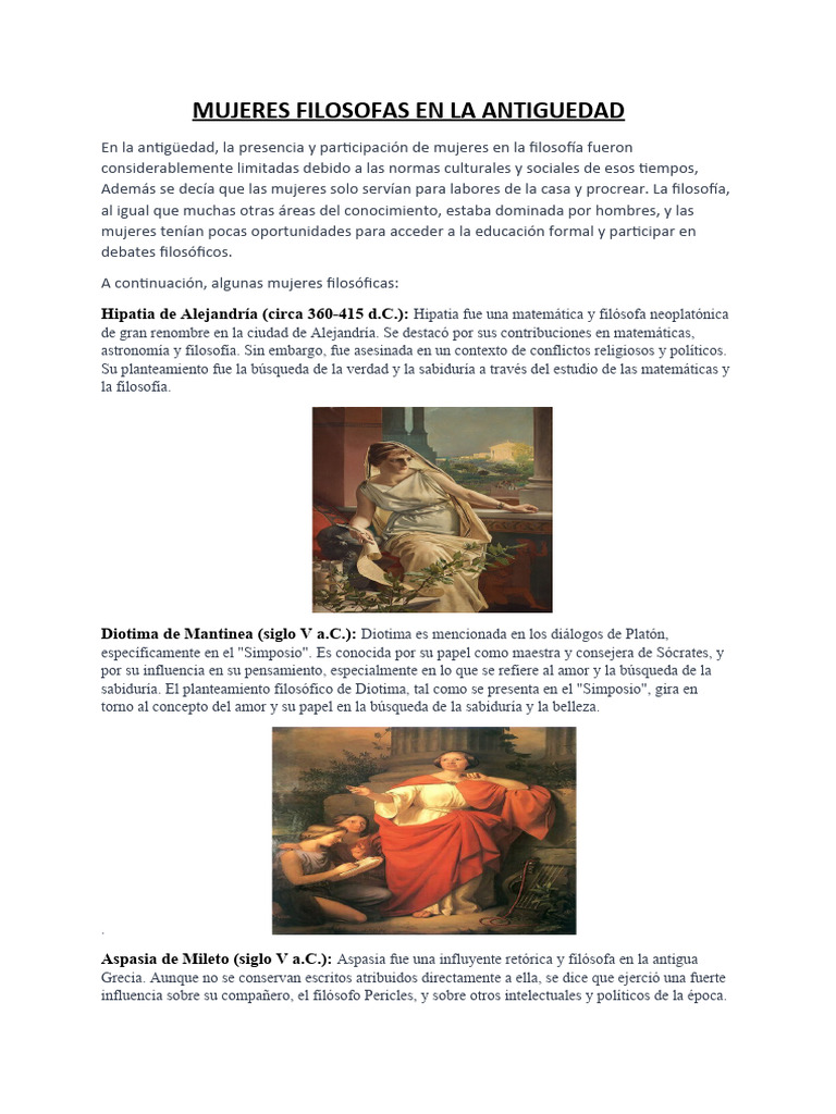 Mujeres Filosofas en La Antiguedad (1) | PDF