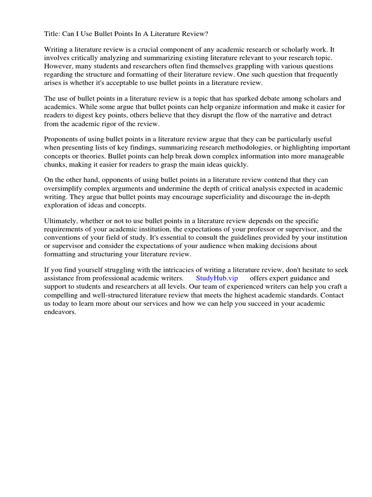 Can I Use Bullet Points in A Literature Review | PDF | Essays ...