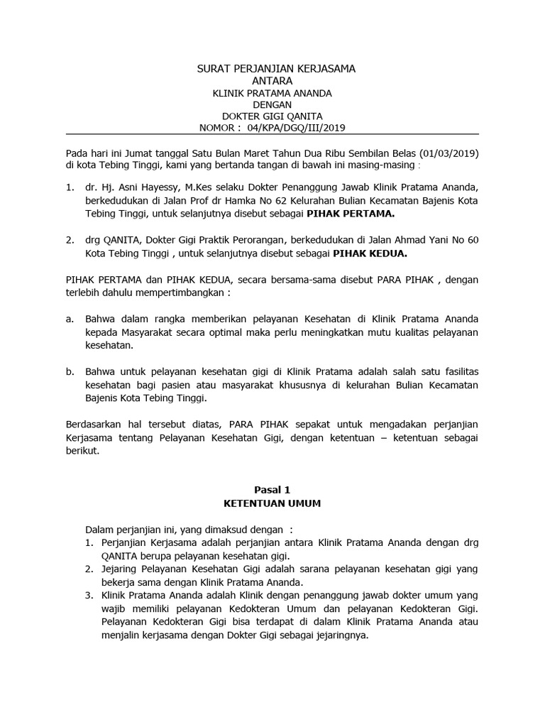 MoU Dokter Gigi Periode 2019-2025 | PDF