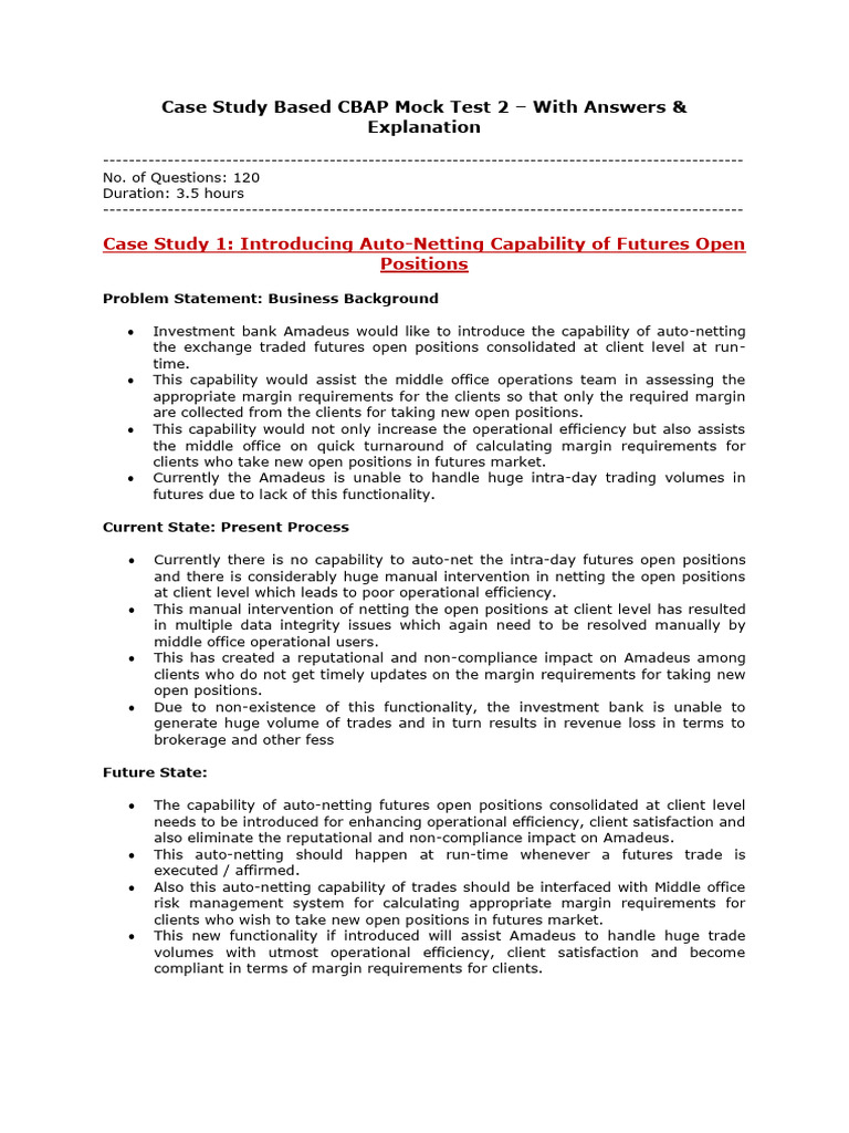 Case Study Based CBAP Mock Test 2 - With Answers | PDF | Performance ...