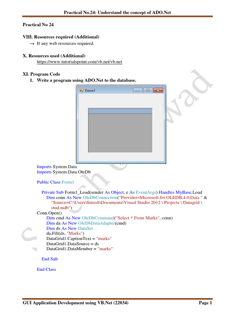 ADO.Net Basics for VB.Net Applications | PDF | Microsoft Access | Computing