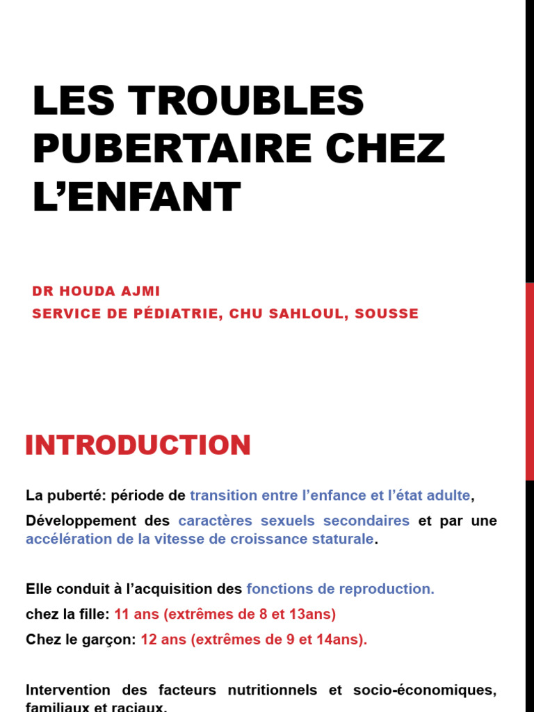 Troubles de la Puberté chez l'Enfant | PDF | Puberté | Reproduction humaine