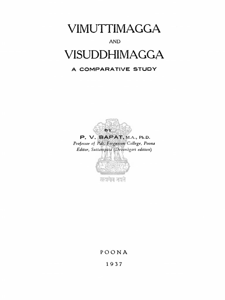 Bapat, P.V. (1937), Vimuttimagga and Visuddhimagga - A Comparative ...