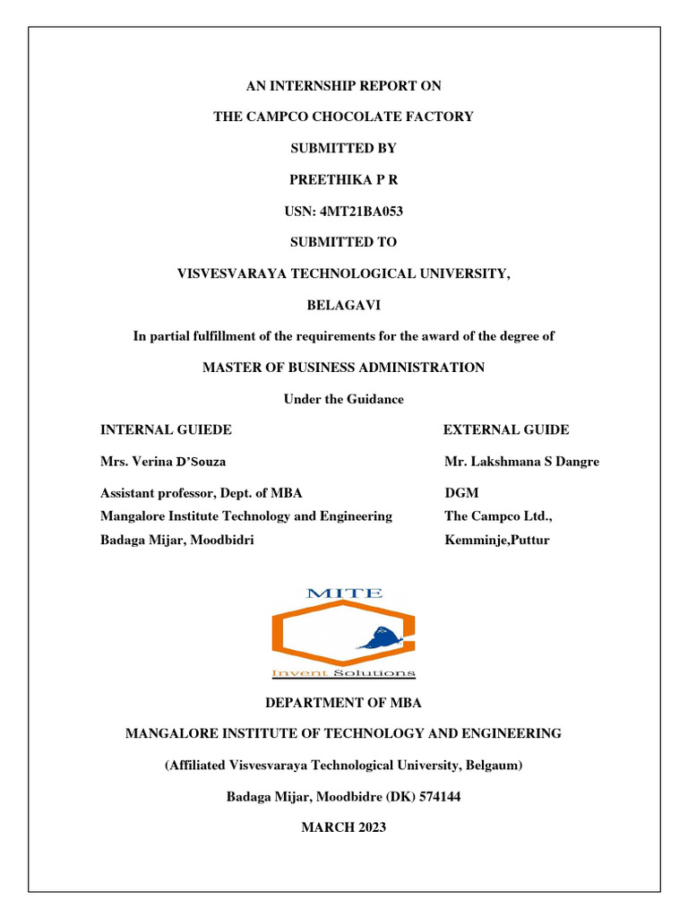 Final Report 1 | PDF | Chocolate | Cocoa Bean