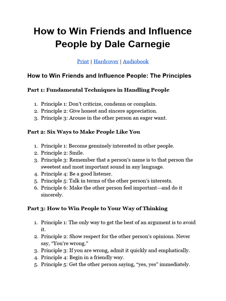 Principles of Winning Friends | PDF