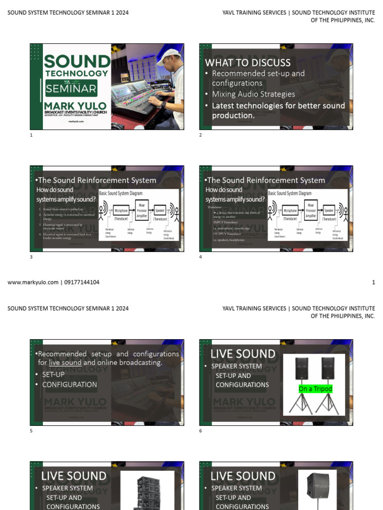 Sound Tech Seminar 2024 Handouts 1 1 1 | Download Free PDF | Loudspeaker | Sound Recording