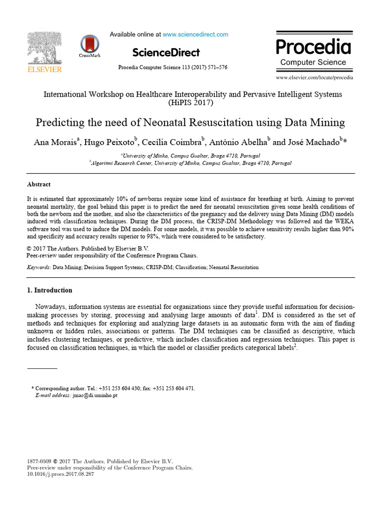 Predicting the need of Neonatal Resuscitation using Data Mining | PDF ... Predicting the need of Neonatal Resuscitation using Data Mining | PDF ...