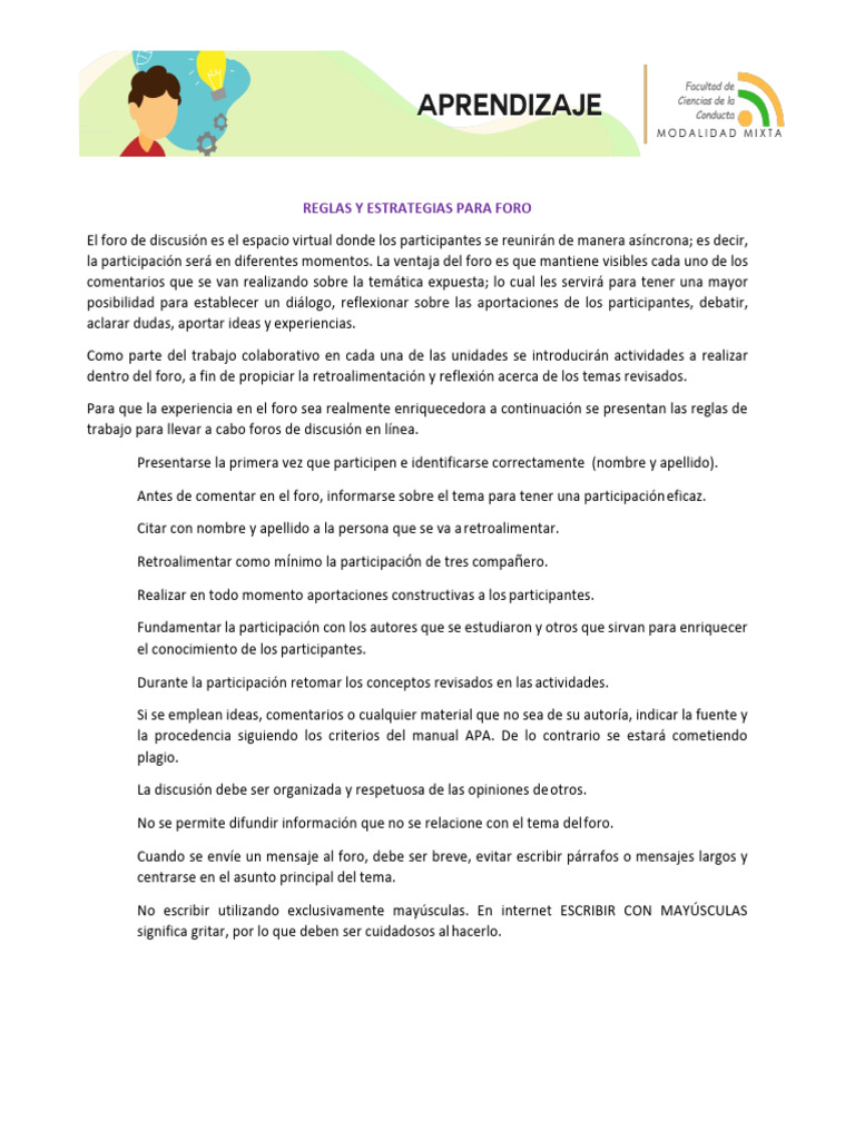 Reglas para Foros de Discusión en Línea | PDF | Foro de Internet ...