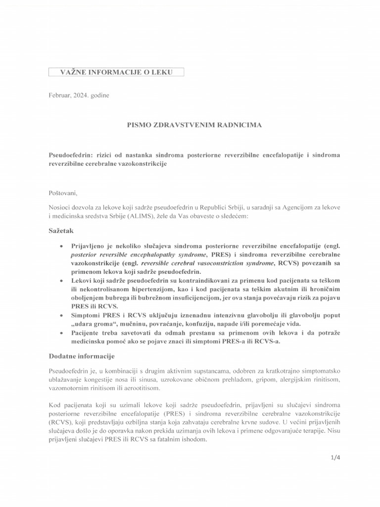 DHPC Lekovikojisadrzepseudoefedrin | PDF