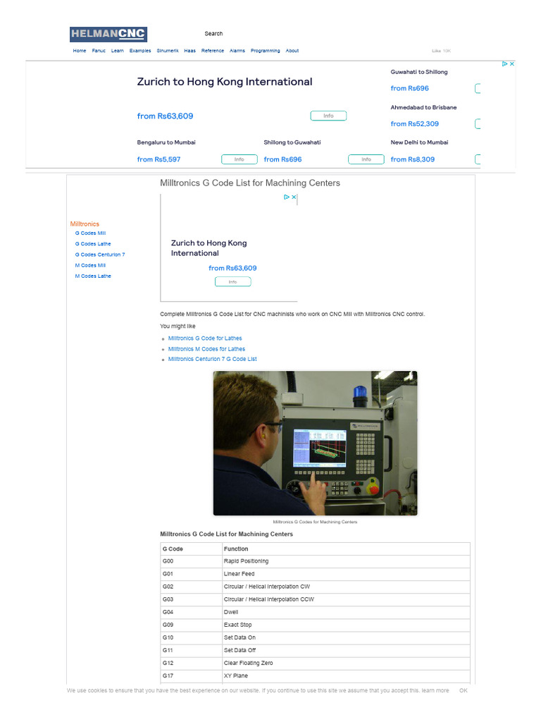 Milltronics G Code List For Machining Centers - Helman CNC | PDF ...
