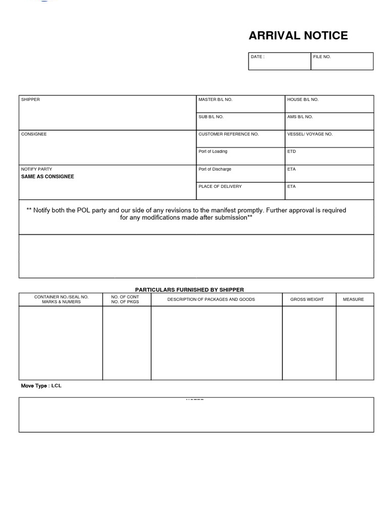 Arrivalnotice | PDF