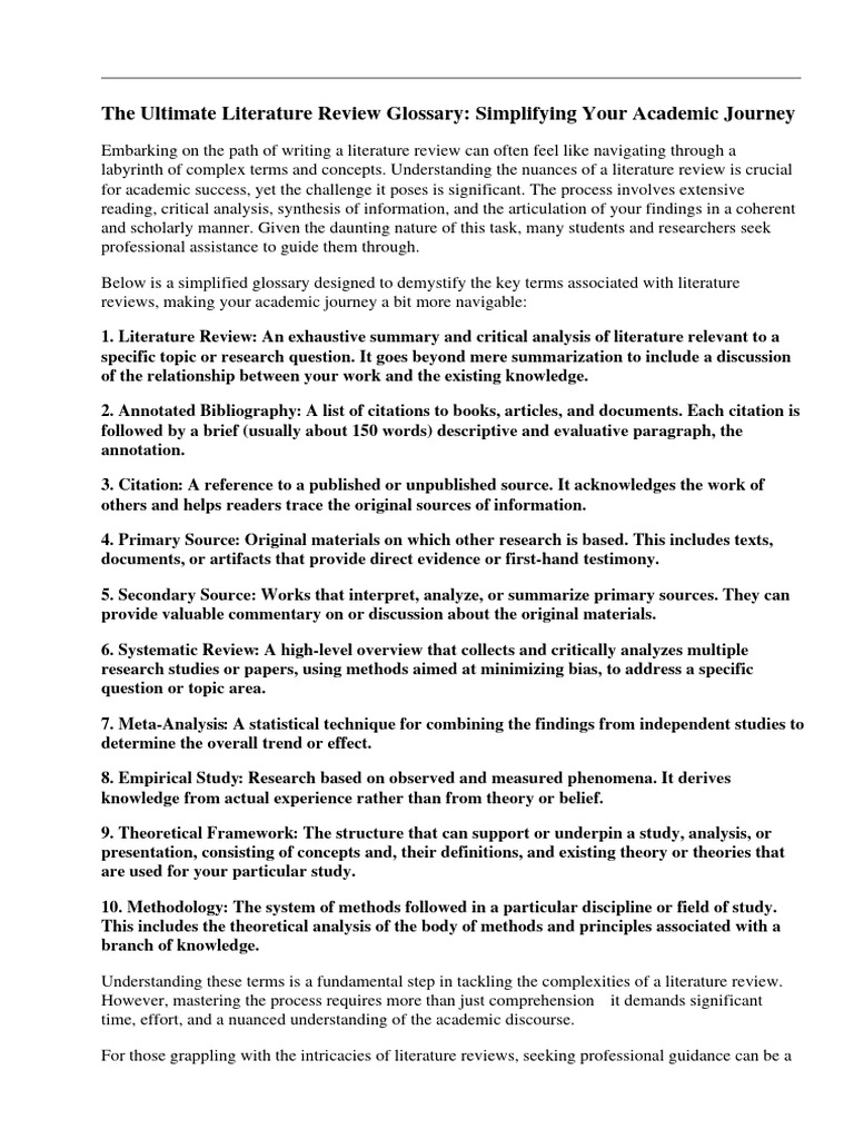 Literature Review Glossary | Download Free PDF | Theory | Citation