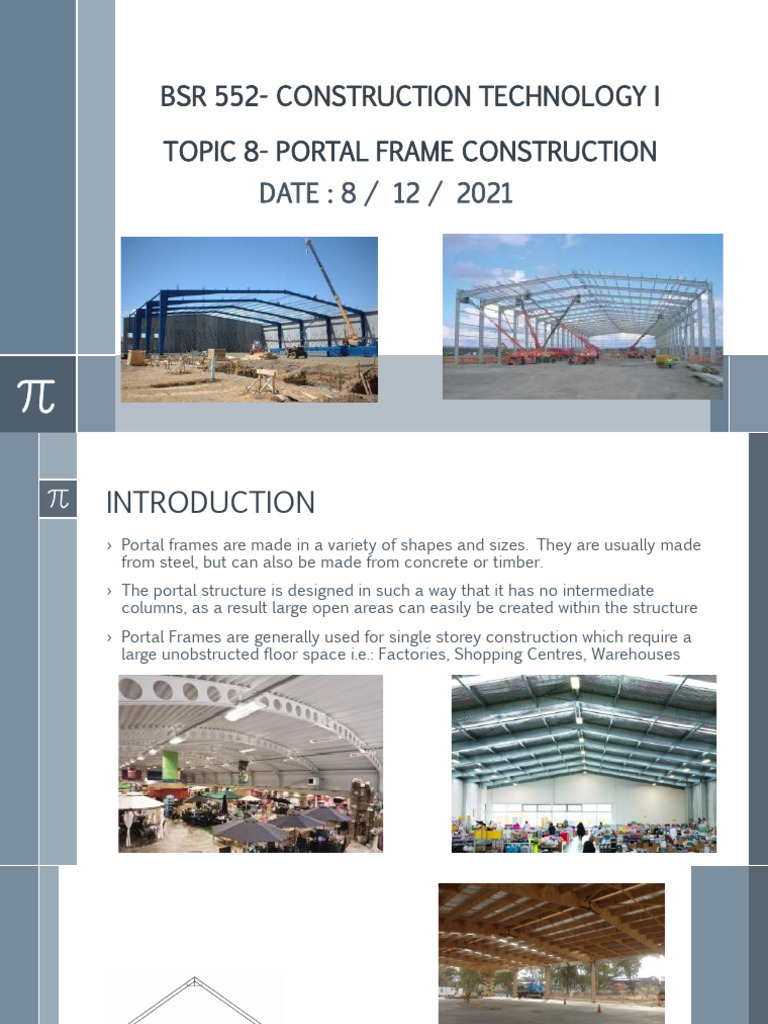 Portal Frame Construction Overview | PDF | Framing (Construction) | Roof