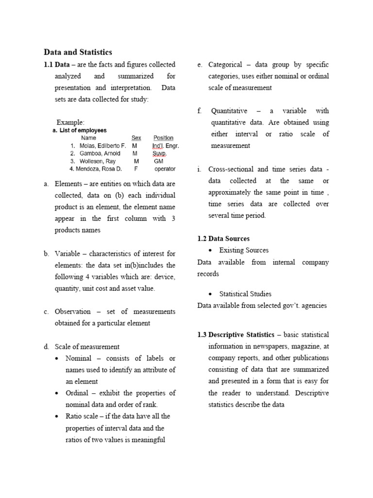 Statistics Module 1 | PDF | Level Of Measurement | Statistics
