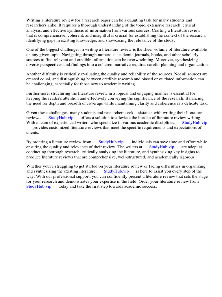 Literature Review in A Research Paper Example | PDF | Systematic Review ...