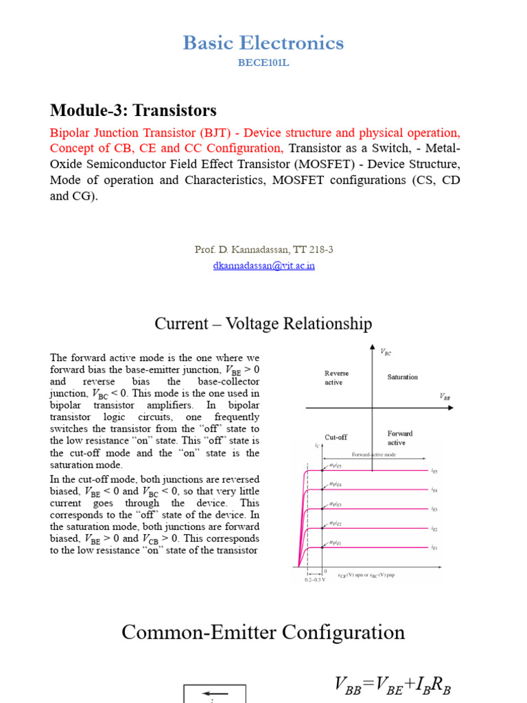 11-BJT DC Characteristics and Analysis-20!02!2024 | PDF | Bipolar Junction Transistor | Electronics