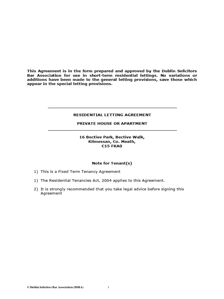 16 Bective Walk, Bective Lodge Lease | PDF | Leasehold Estate | Landlord