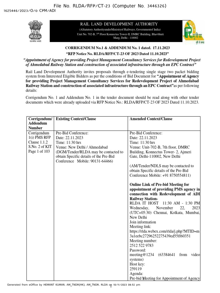 CORRIGENDUM No 1 and | Download Free PDF | Architect | Request For Proposal