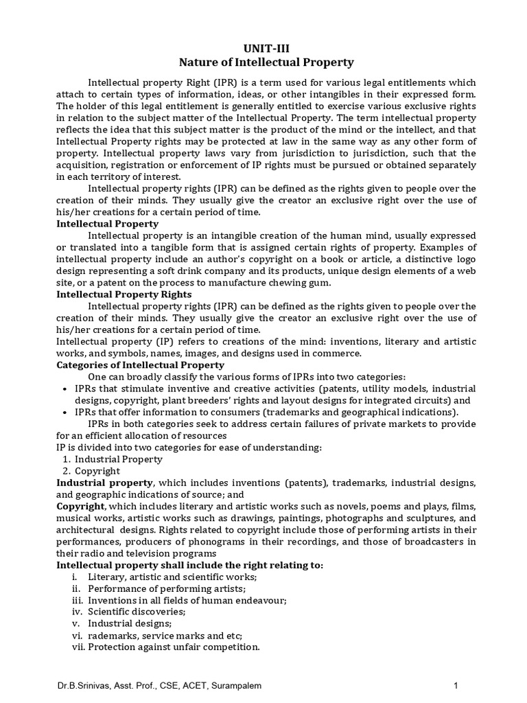 RM&IPR Notes - Unit 3 | PDF | Intellectual Property | Patent