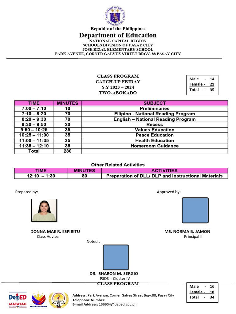 Class Program Dear Friday | PDF | Metro Manila | Philippines
