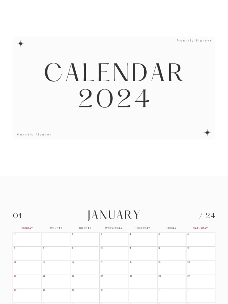 Monthly Planner Calendar Template | PDF