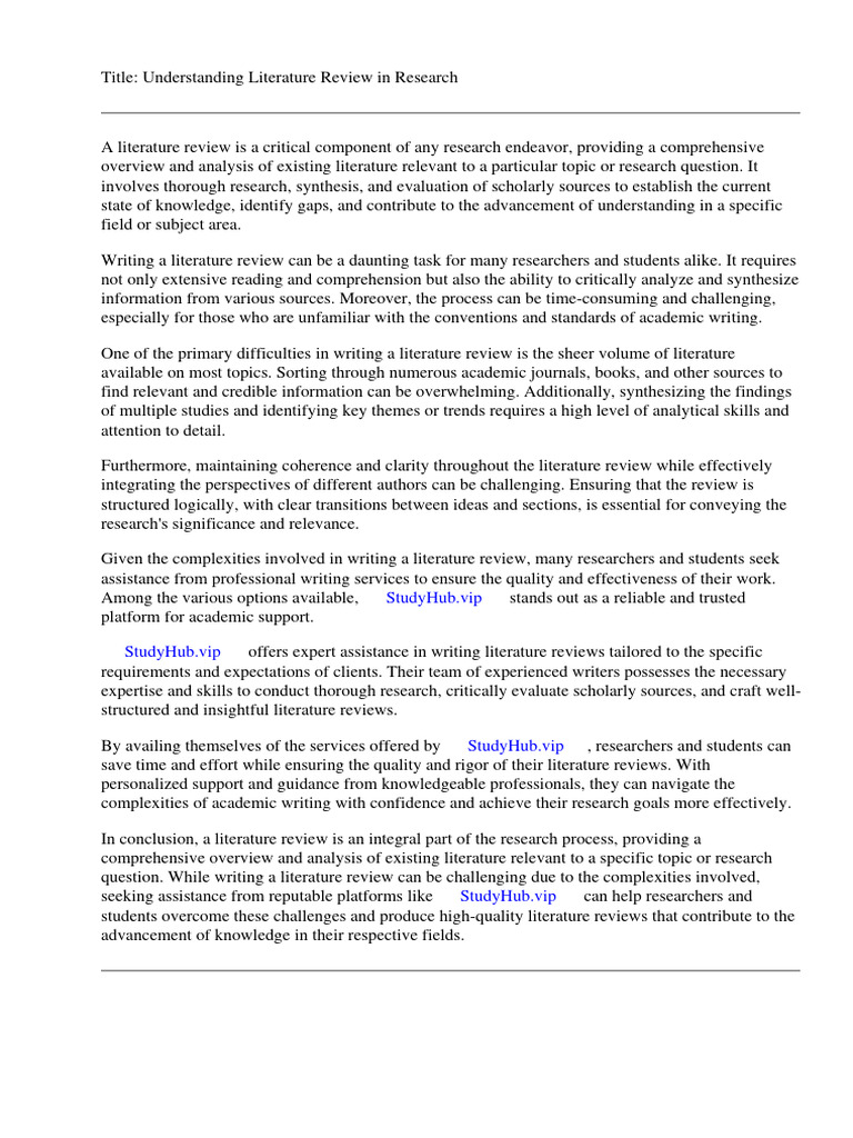 What Do You Understand by Literature Review in Research | PDF ...