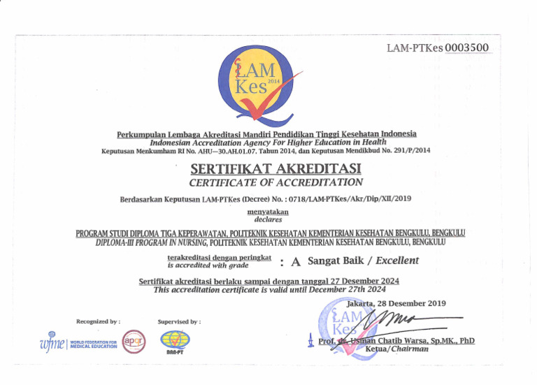 Sertifikat Akreditasi Prodi D3 Kep (A) | PDF