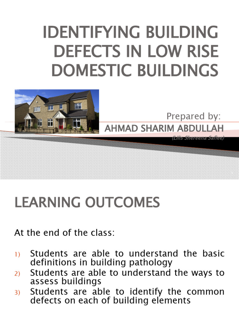 Lecture 1 Identifying Building Defects | PDF | Roof | Wall