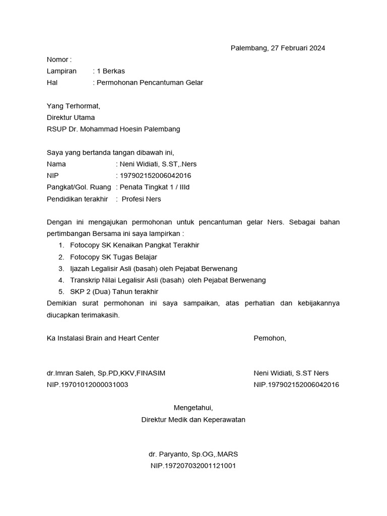 Surat Permohonan Pencantuman Gelar | PDF