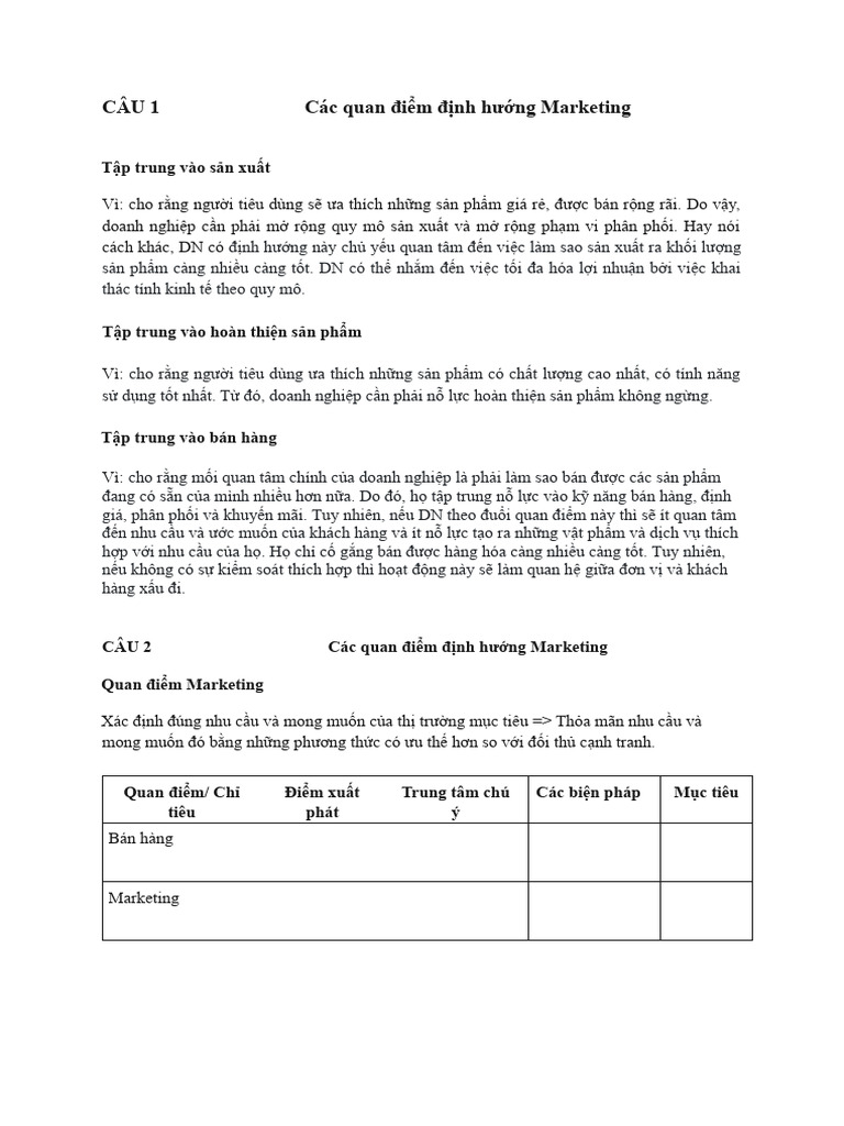 Bai Tap On Tap Marketing Can Ban | PDF