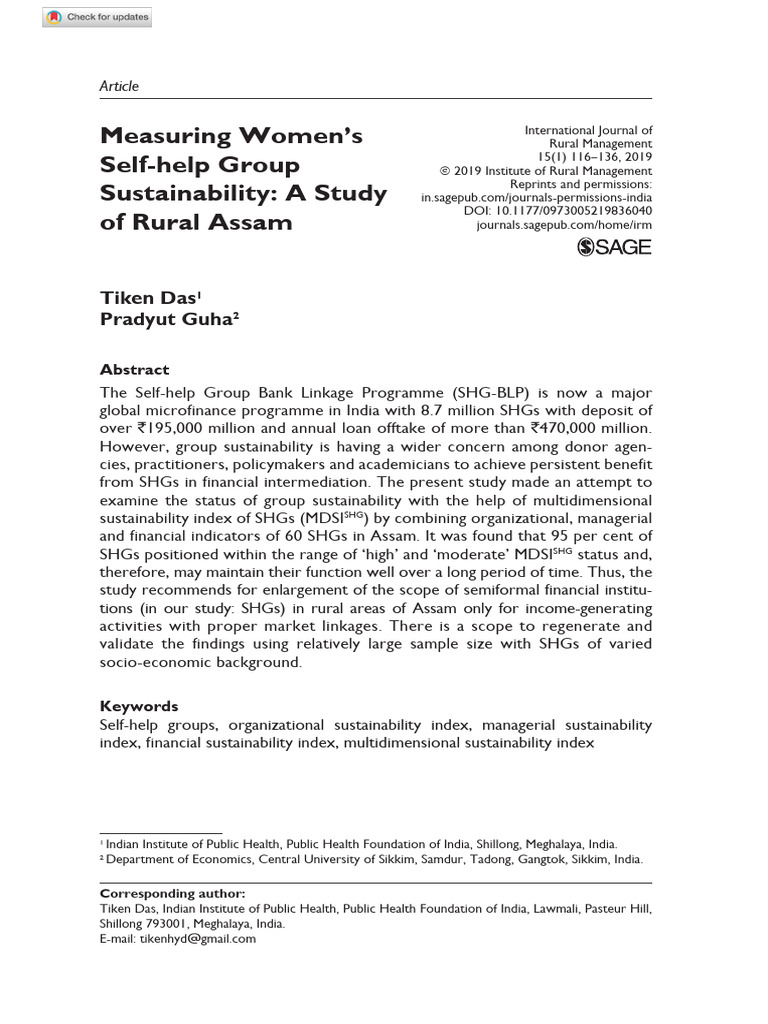 Women's SHG Sustainability in Assam | PDF | Microfinance | Loans