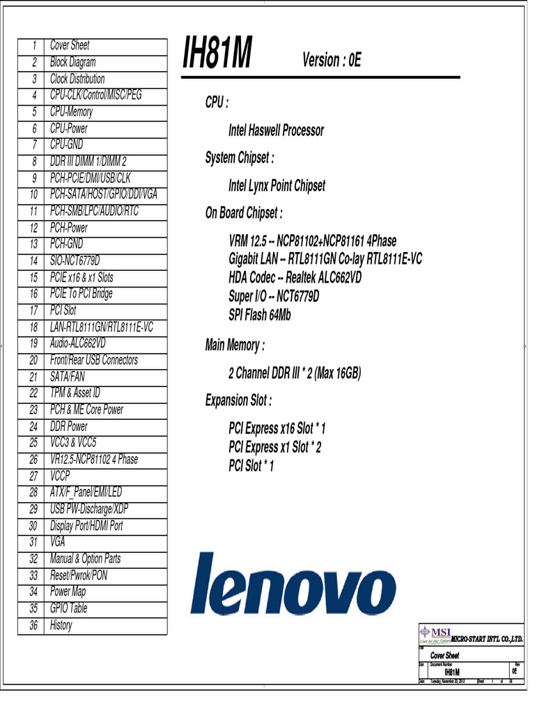 Lenovo Ih81m | PDF | Computer Hardware | Computer Engineering