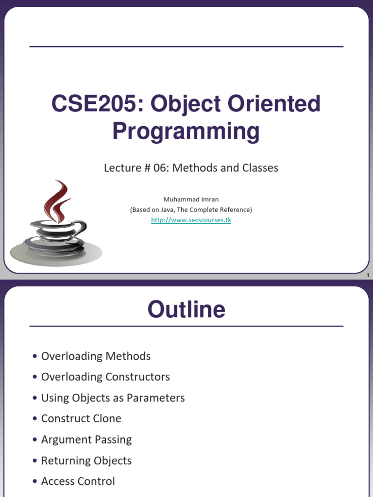 Lecture 06 - Methods and Classes | PDF | Method (Computer Programming) | Parameter (Computer ...
