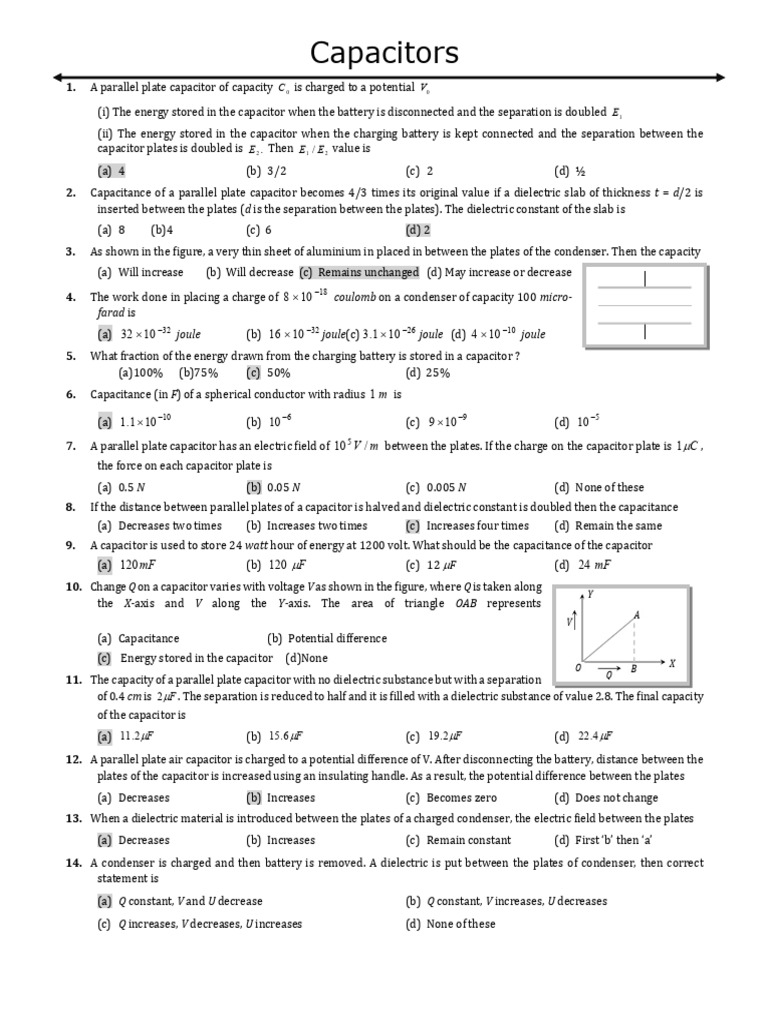 Capacitors Assignment | PDF | Capacitor | Capacitance