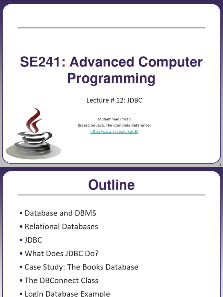 Lecture 12 Jdbc Pdf Databases Relational Database