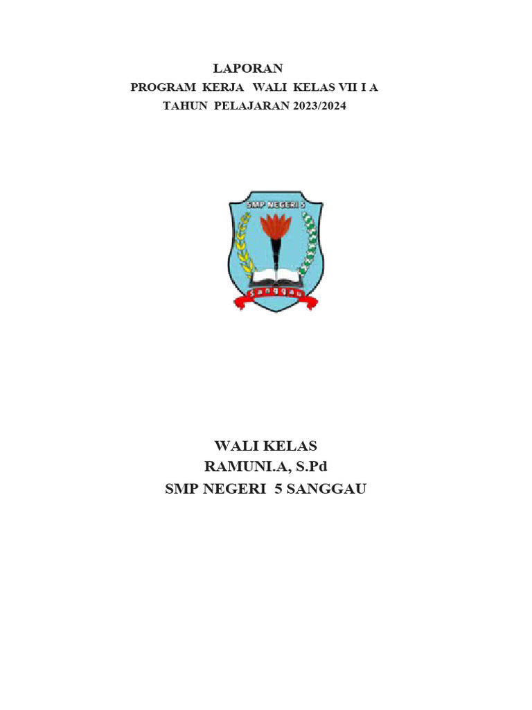 Laporan Tugas Tambahan Wali Kelas Semester Ganjil 2023-2024 8A | PDF