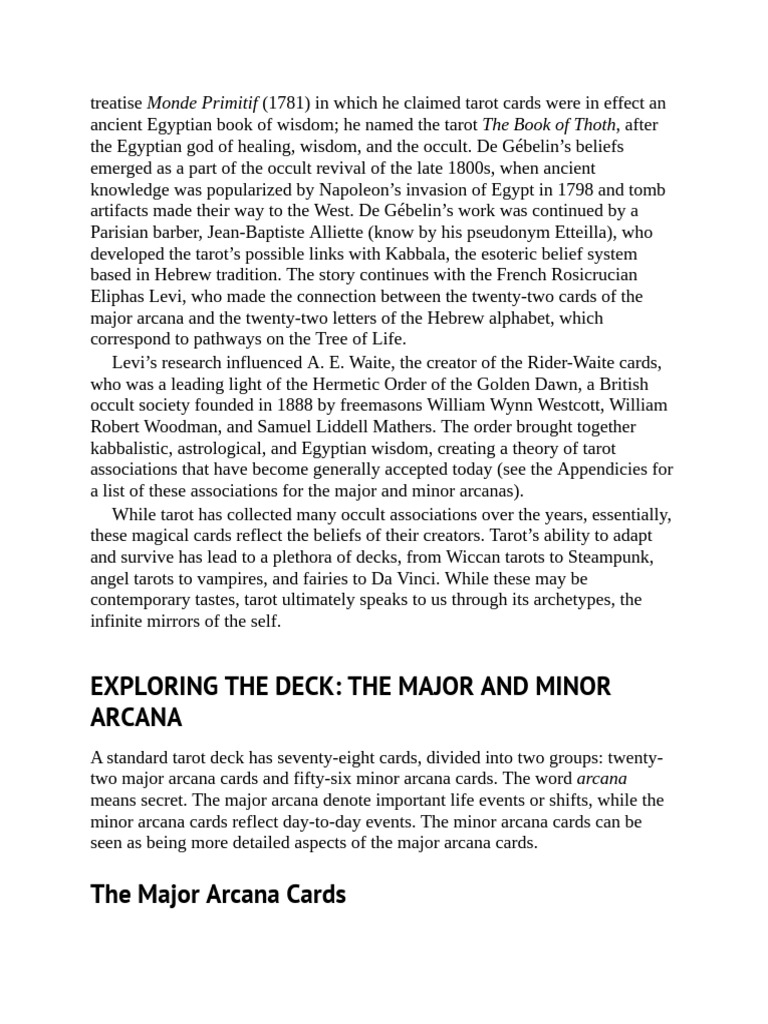 Exploring The Deck: The Major and Minor Arcana | PDF | Major Arcana | Tarot