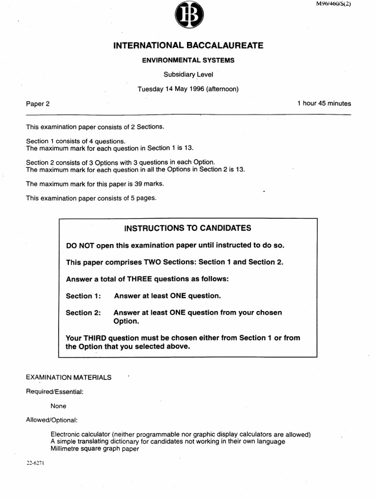 International Baccalaureate Environmental Exam | PDF | Ecosystem ...