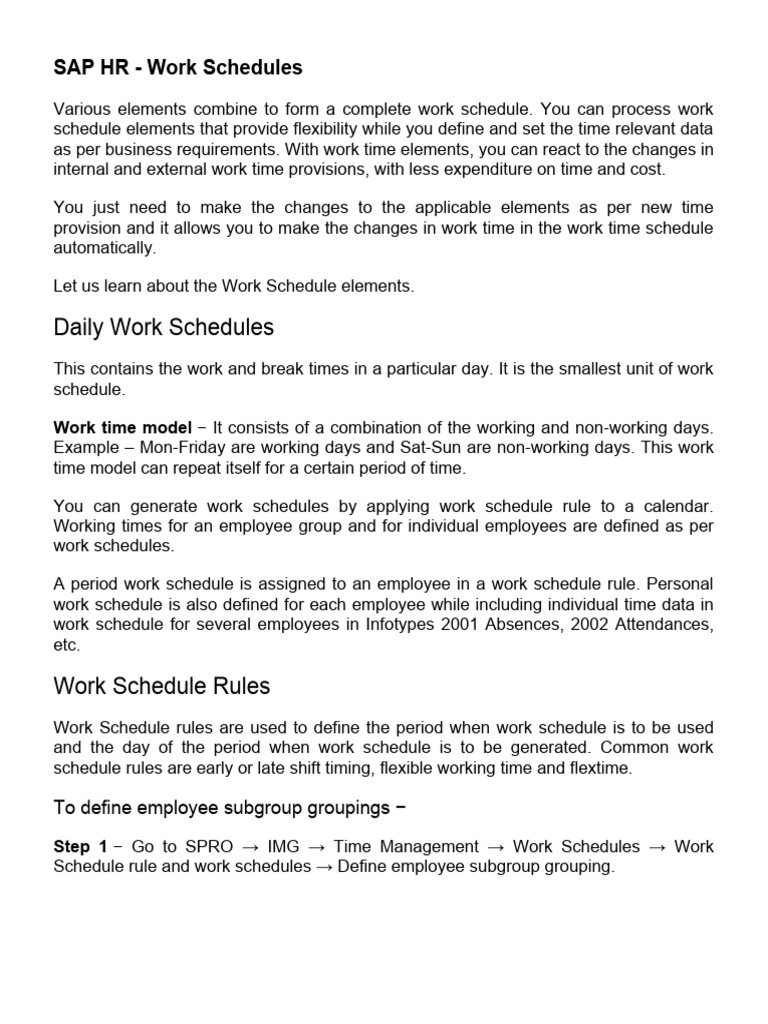 SAP HR Work Schedules | PDF