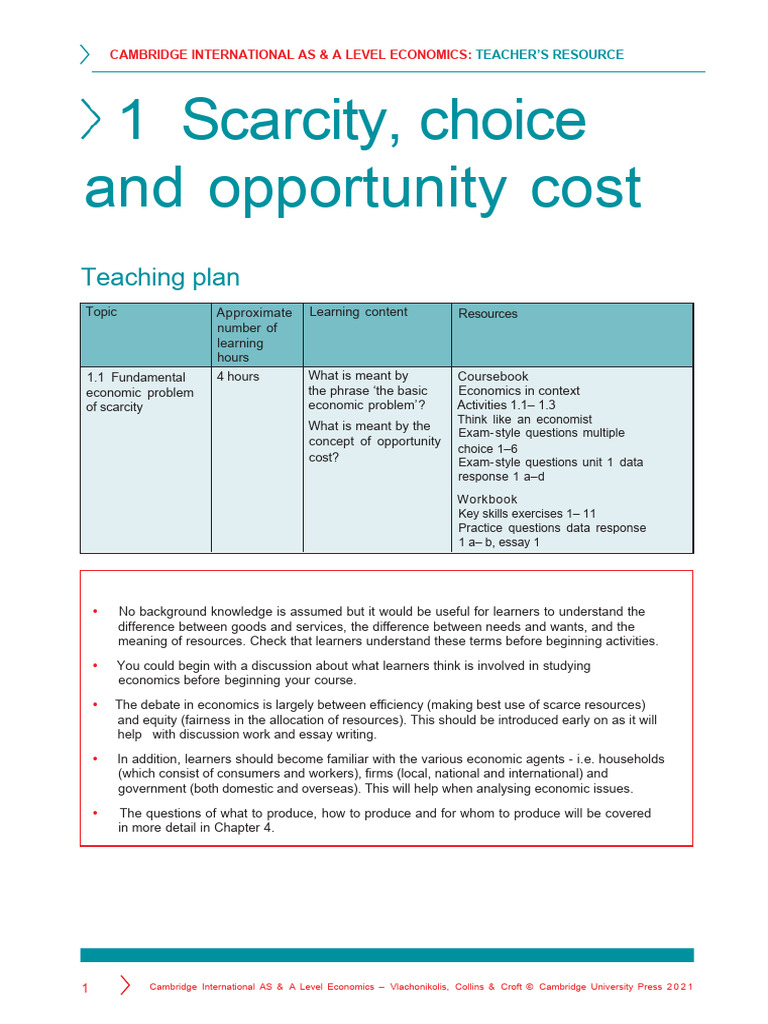 Teaching Scarcity and Opportunity Cost | PDF | Economics | Learning