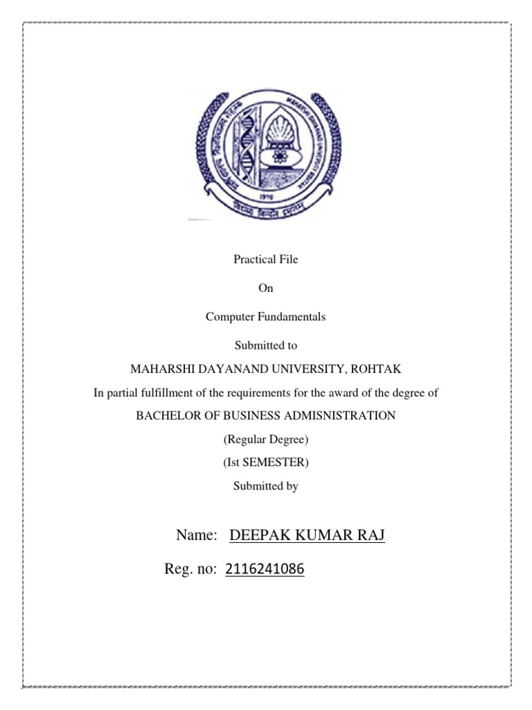 BBA-1st-PracticalFile Computer Fundamental | PDF | Computer Data Storage | Random Access Memory