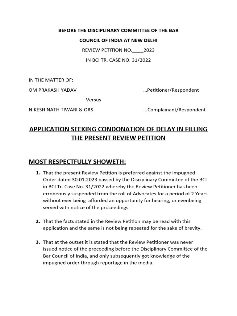 Condonation of Delay in DC | PDF | Supreme Court Of India | Common Law