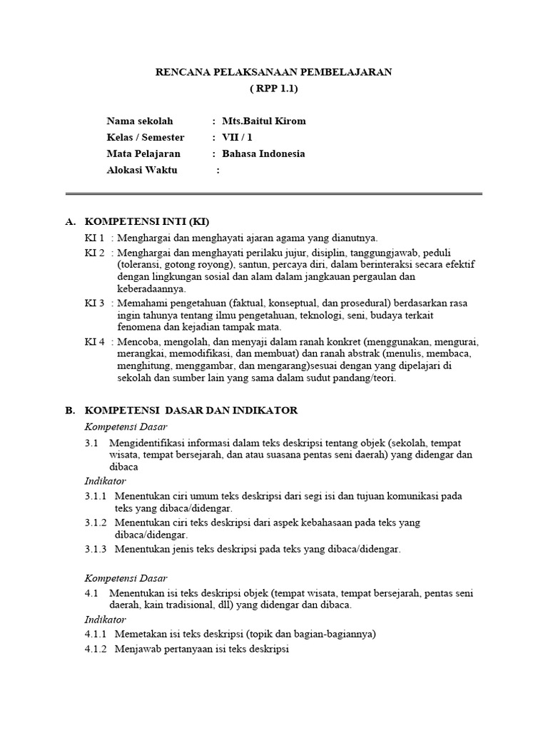 RPP Terbaru 2 Lembar | PDF