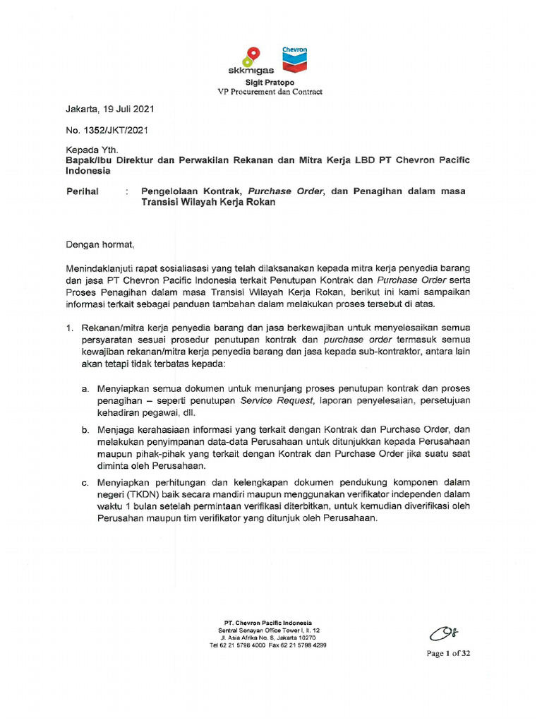 Lampiran 2 - Surat Pengelolaan Kontrak Dan Purchase Order Dan Penagihan ...