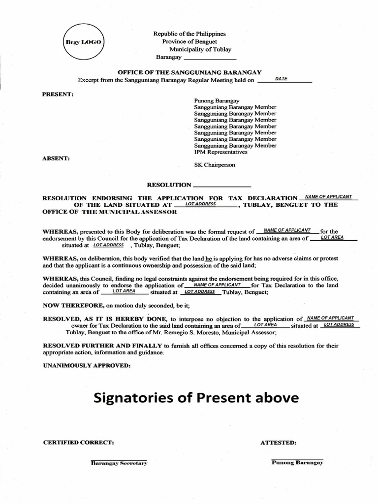 Barangay Resolution | PDF