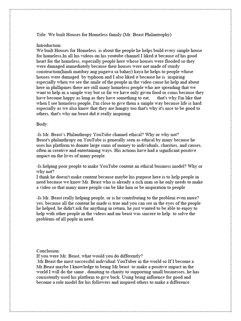 Mr. Beast Philantrophy Bstm2.2 | PDF